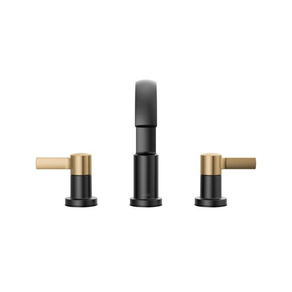 Two Handle Widespread Bathroom Faucet in Matte Black / Champagne Bronze 35855LF-GZ | Delta Faucet