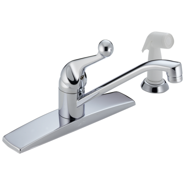 Single Handle Kitchen Faucet with Spray in Chrome 400-WF | Delta Faucet