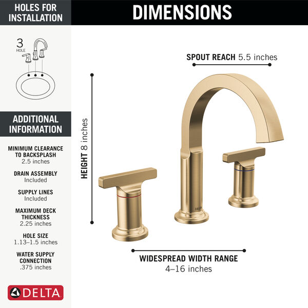 Two Handle Widespread Bathroom Faucet in Lumicoat® Champagne Bronze 355887-CZ-PR-DST | Delta Faucet