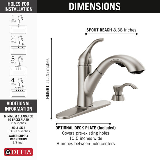 Single Handle Pull-Out Kitchen Faucet in Stainless 16932-SSSD-DST ...