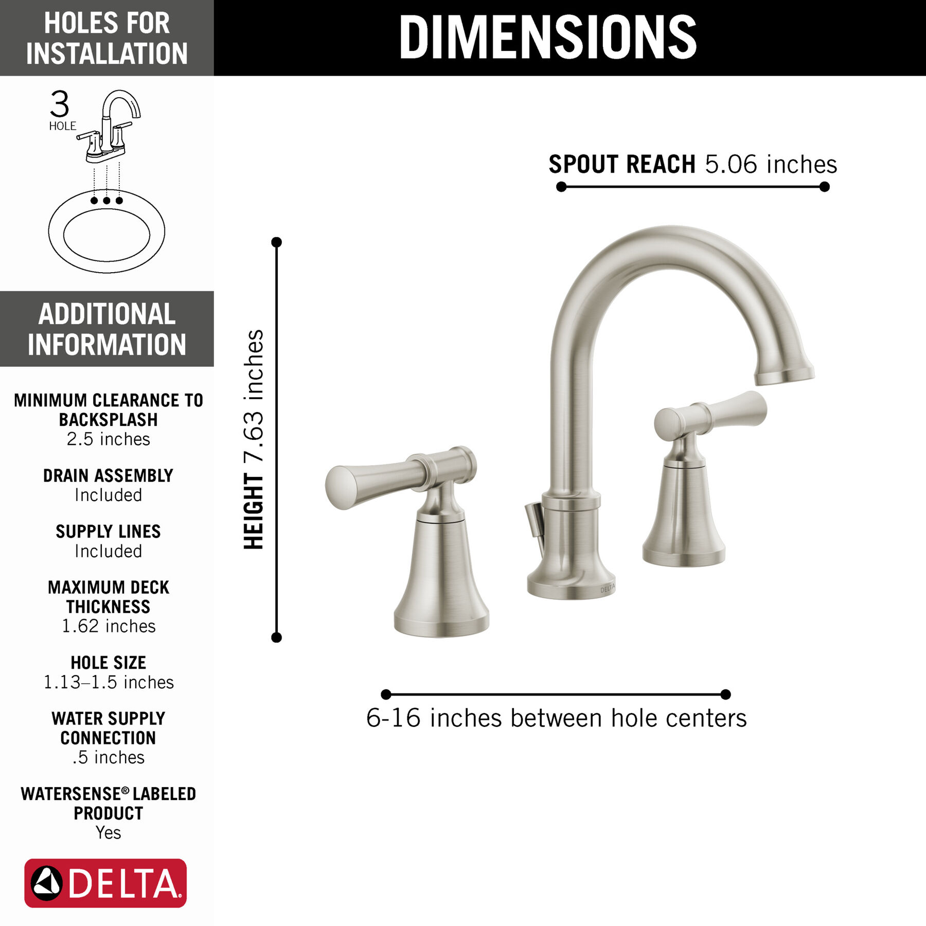 Two Handle Widespread Bathroom Faucet in Spotshield Brushed Nickel 35747LF-SP | Delta Faucet