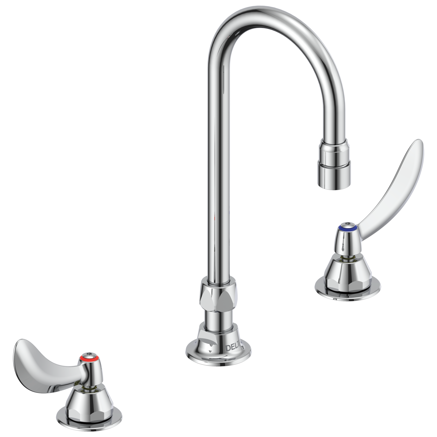 Two Handle Widespread Lavatory Faucet with Gooseneck Spout - Less Pop ...