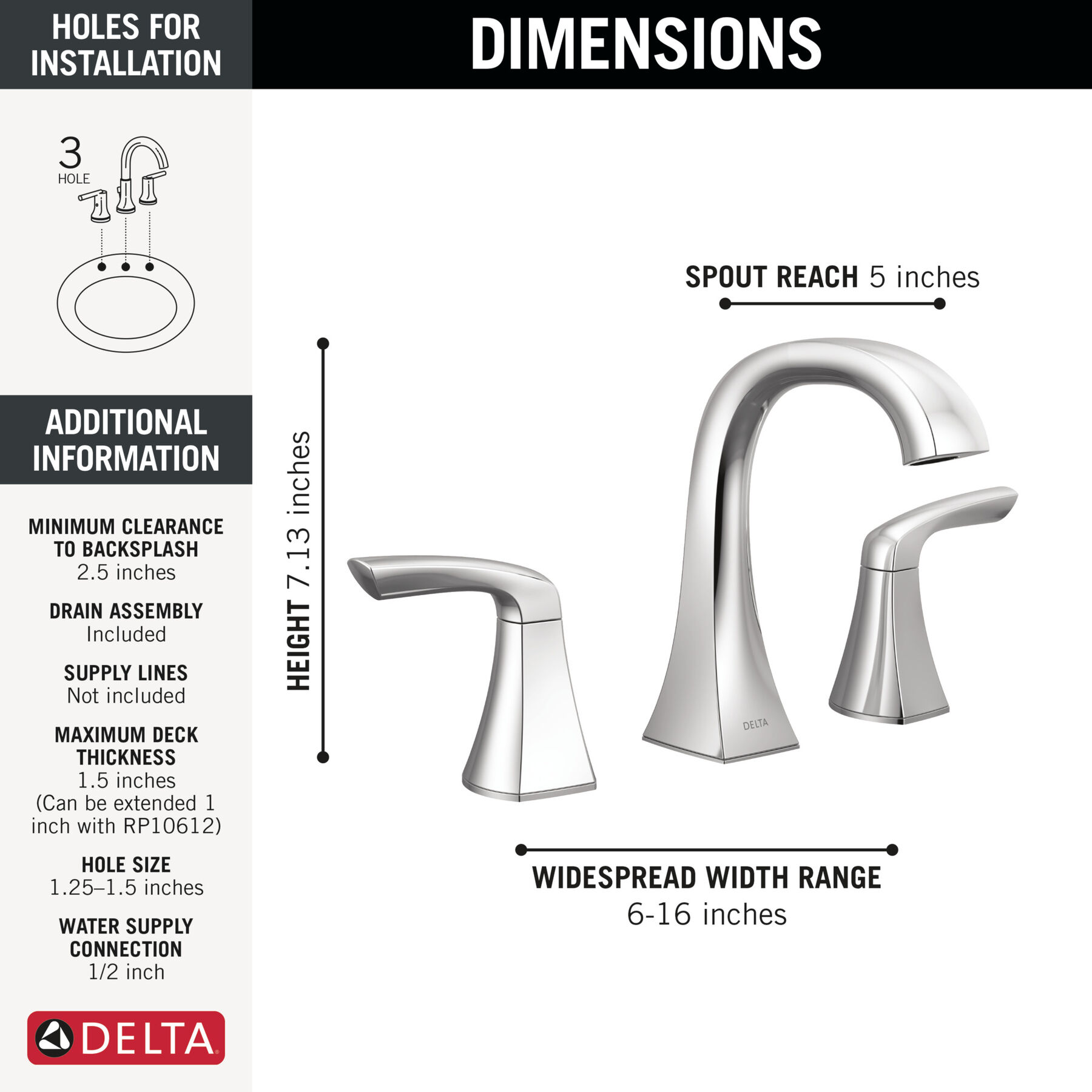 Two Handle Widespread Bathroom Faucet in Chrome 35895LF | Delta Faucet