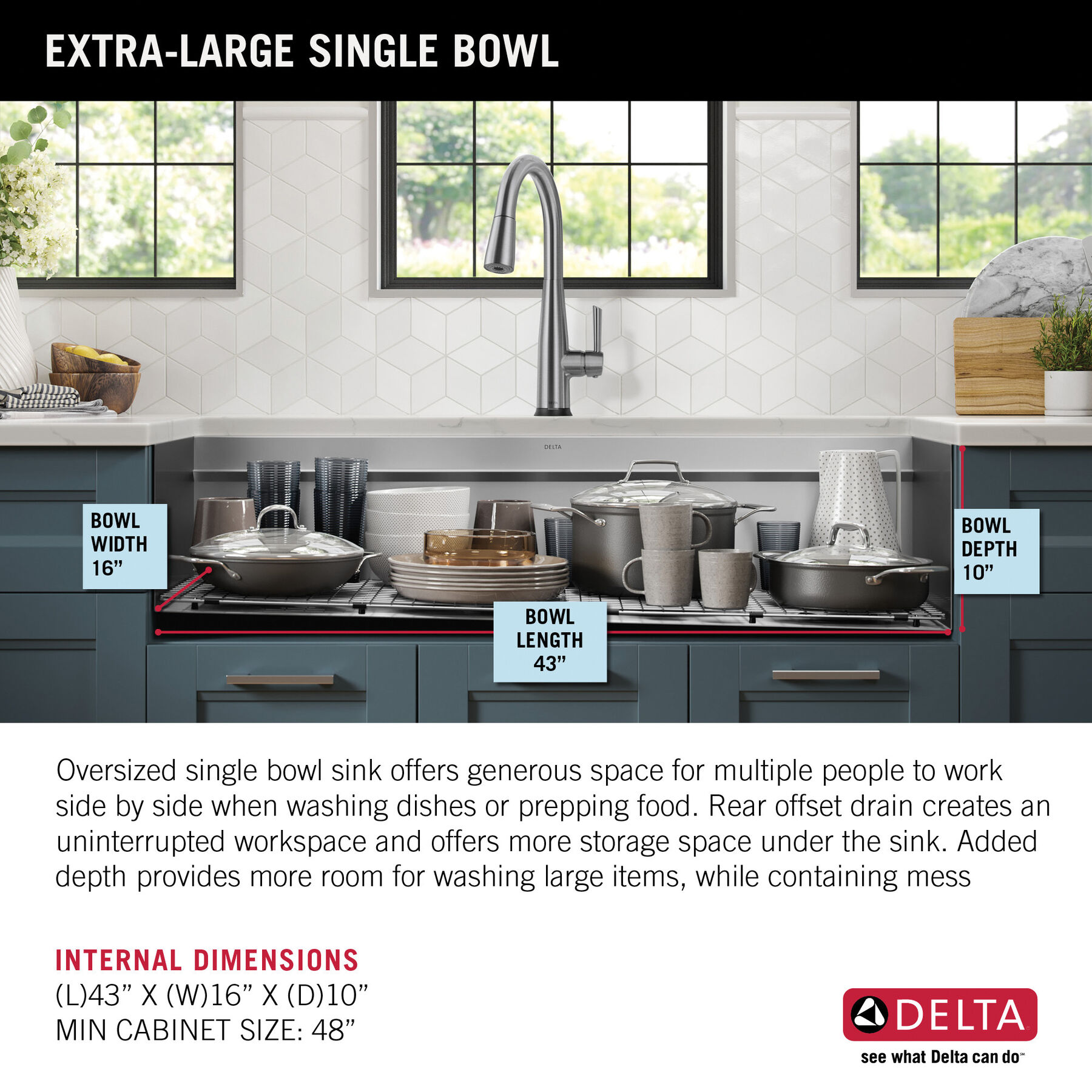 45” Workstation Undermount Single Bowl 16 Gauge Stainless Steel Kitchen ...