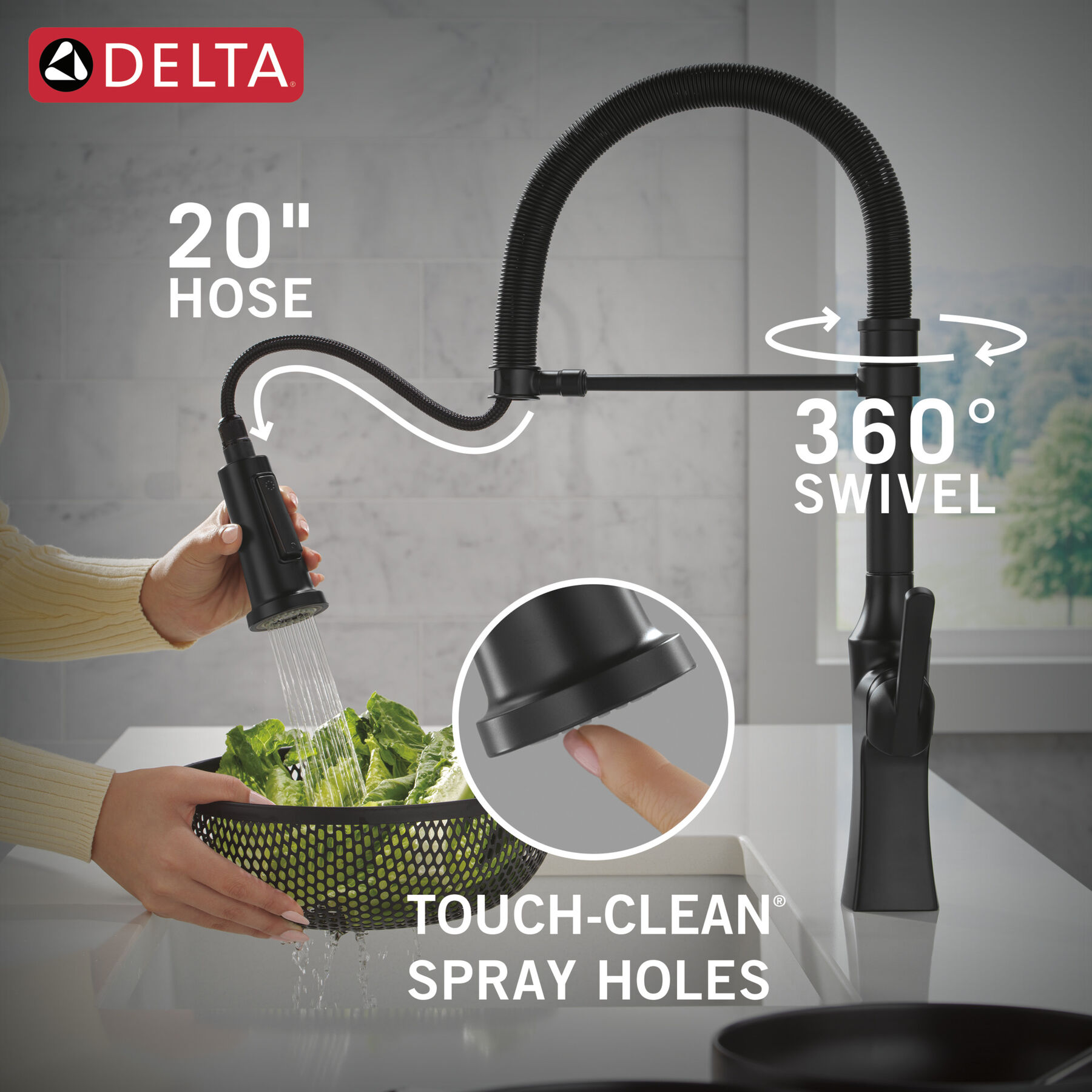 Single Handle Pull-Down Spring Kitchen Faucet in Matte Black 18887-BL ...