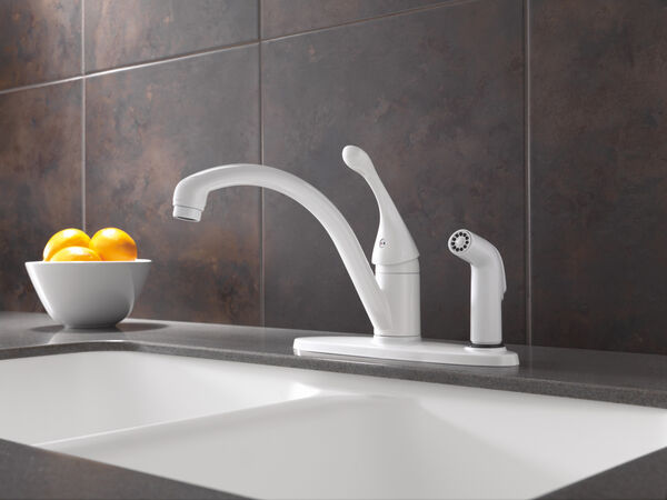 Single Handle Kitchen Faucet with Integral Spray in White 340-WH-DST ...