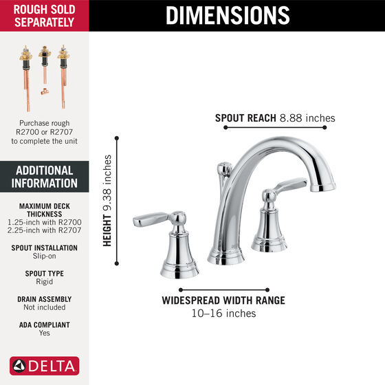 Roman Tub Trim in Chrome T2732 | Delta Faucet