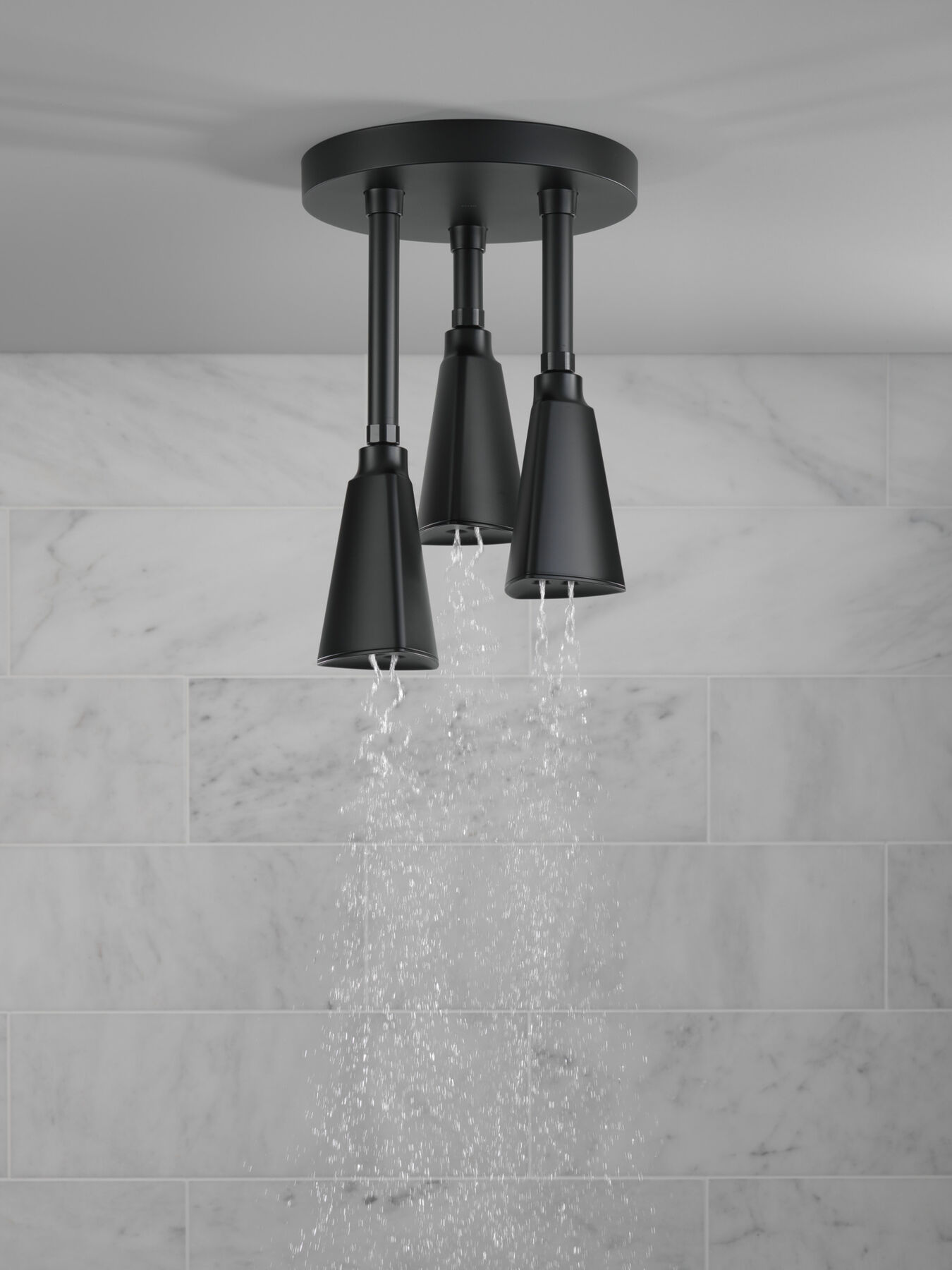 H2Okinetic® Pendant Raincan Shower Head (Recertified) in Matte Black 57140-BL-R | Delta Faucet
