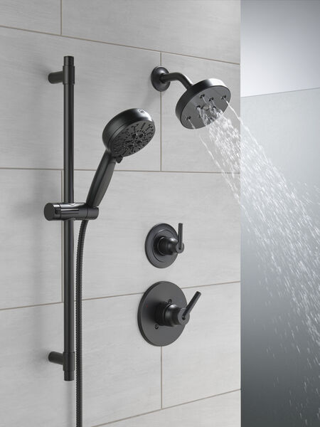7-Setting Slide Bar Hand Shower with Cleaning Spray in Matte Black ...