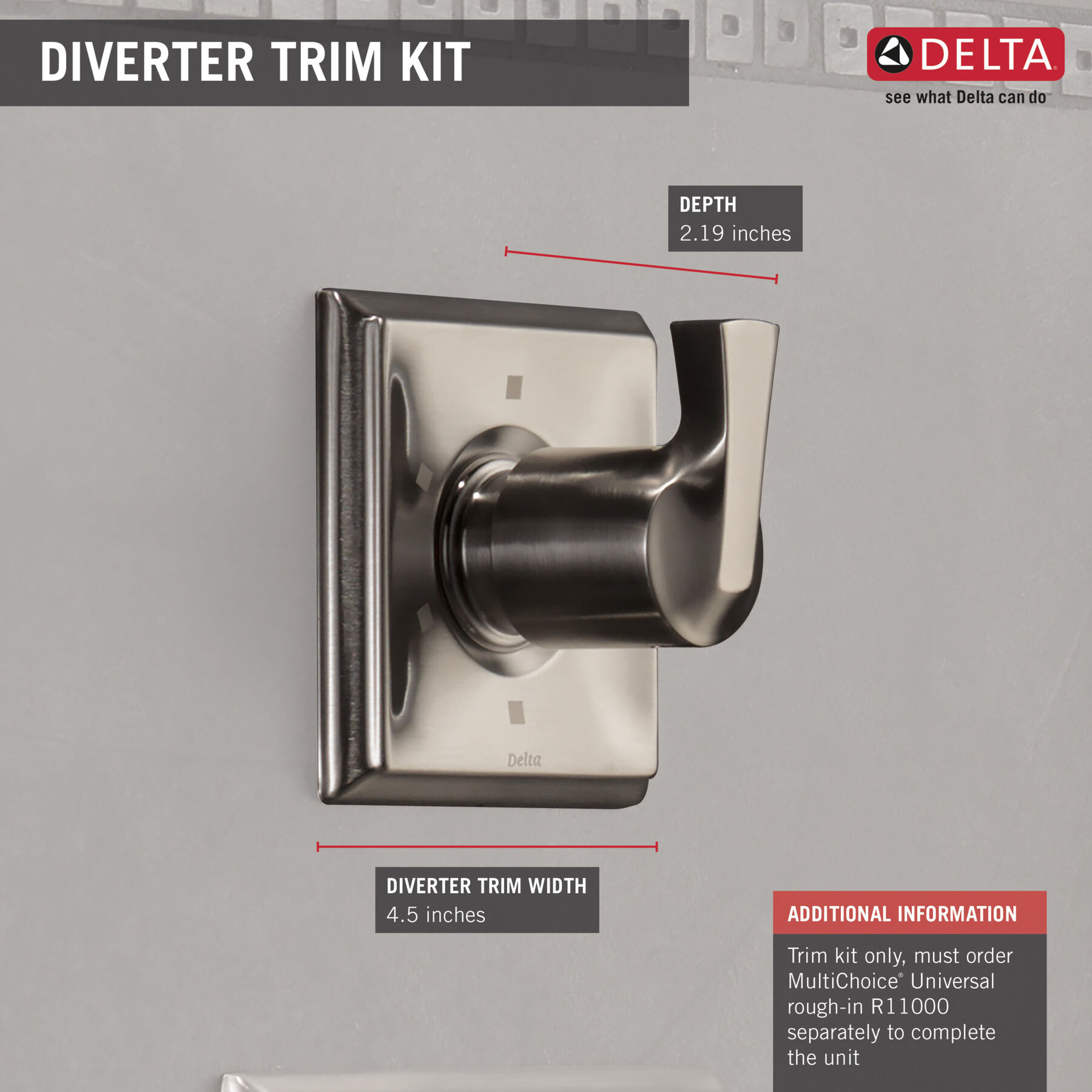 Diverter Trim 3-Setting 1L (Recertified) in Stainless T11851-SS-R ...