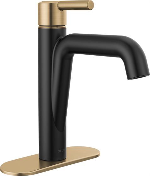 Single Handle Bathroom Faucet in Matte Black / Champagne Bronze 15849LF ...
