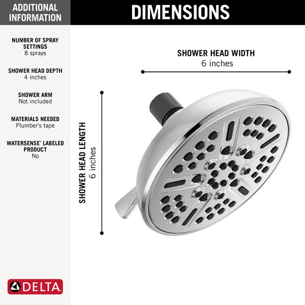 8-Setting Shower Head in Chrome 75898 | Delta Faucet