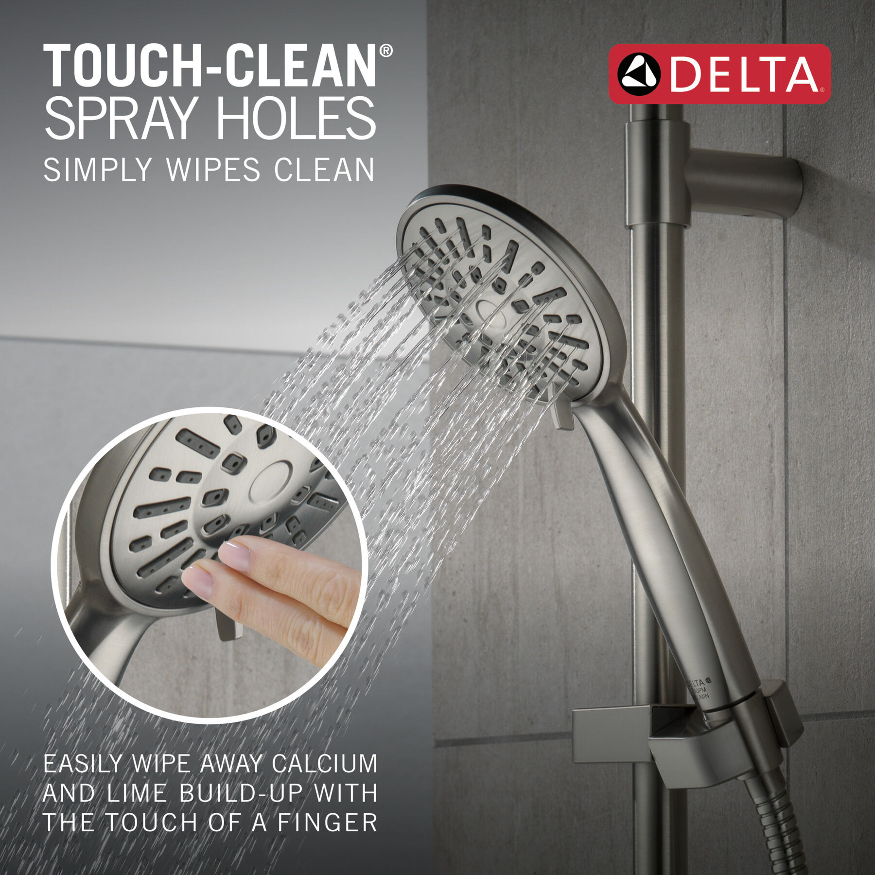 Hand Shower 1.75 GPM w/Slide Bar 4S in Stainless 51361-SS | Delta Faucet