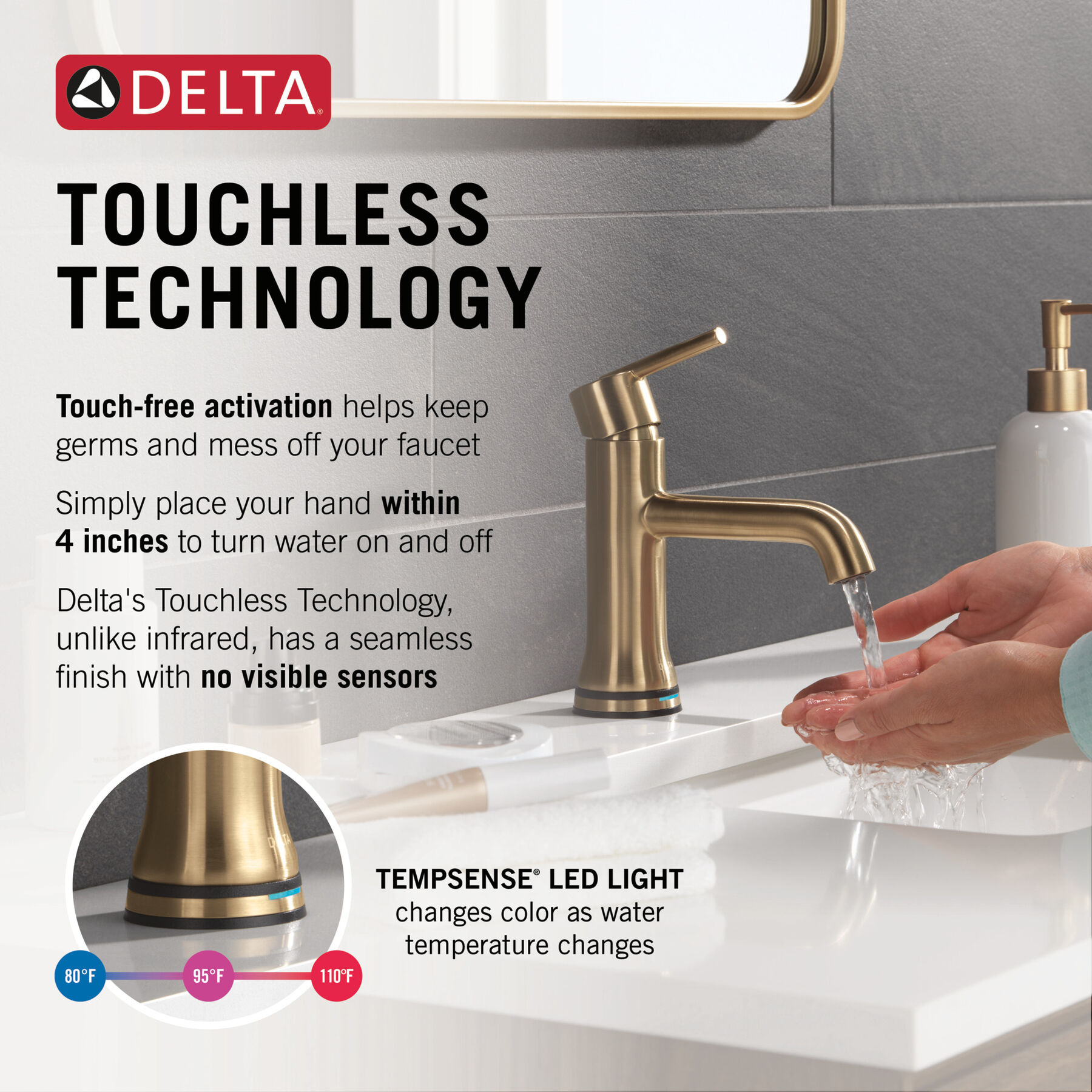 Touch2O Bathroom Faucet with Touchless Technology in Champagne Bronze ...