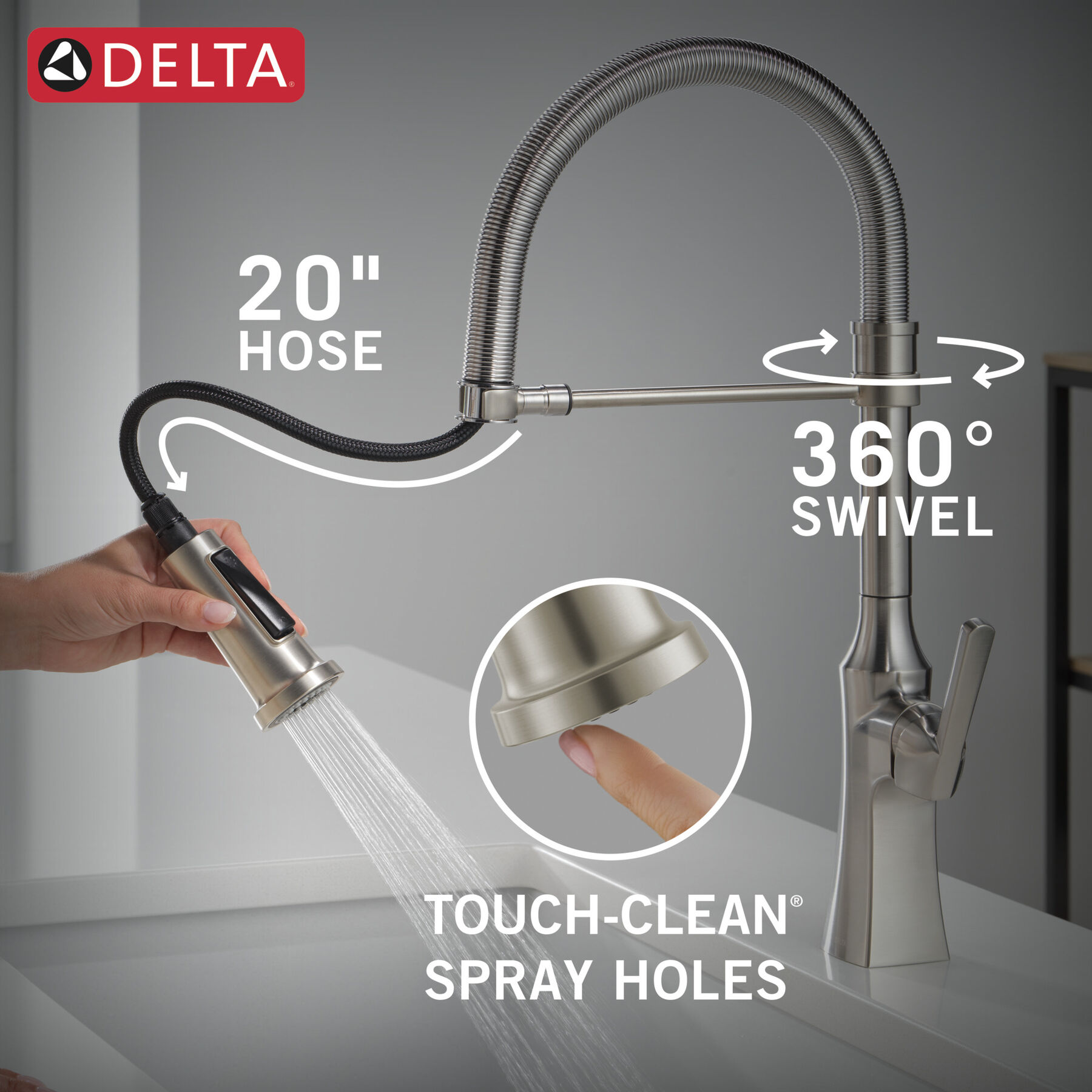 Single Handle Pull-Down Kitchen Faucet With Spring Spout in Stainless ...