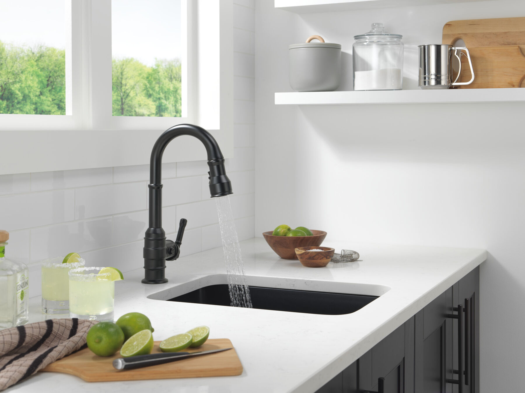 Single Handle Pull-Down Bar/Prep Faucet in Matte Black 9990-BL-DST ...