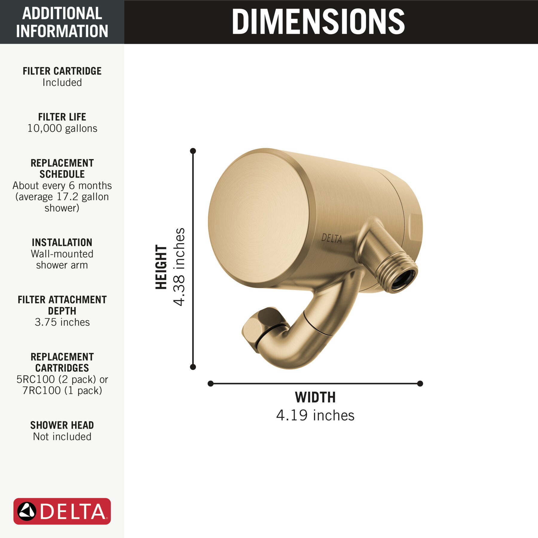 Premium Shower Filter Attachment in Champagne Bronze 5SF100-CZ | Delta ...