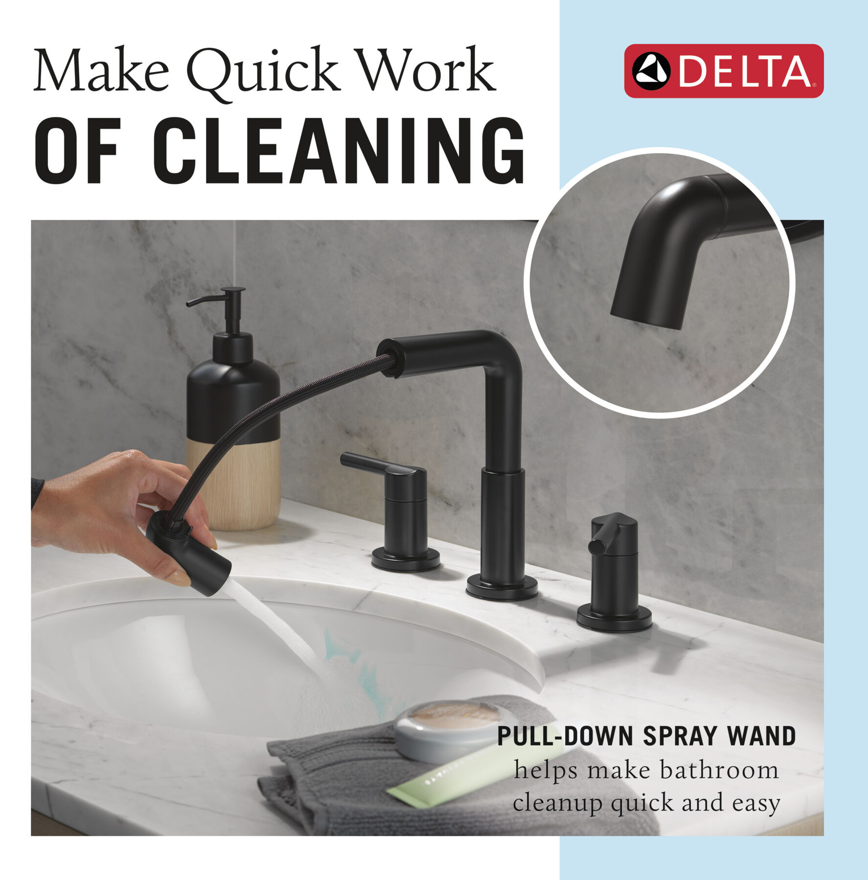 Two Handle Widespread Pull-Down Bathroom Faucet in Matte Black 35849LF ...