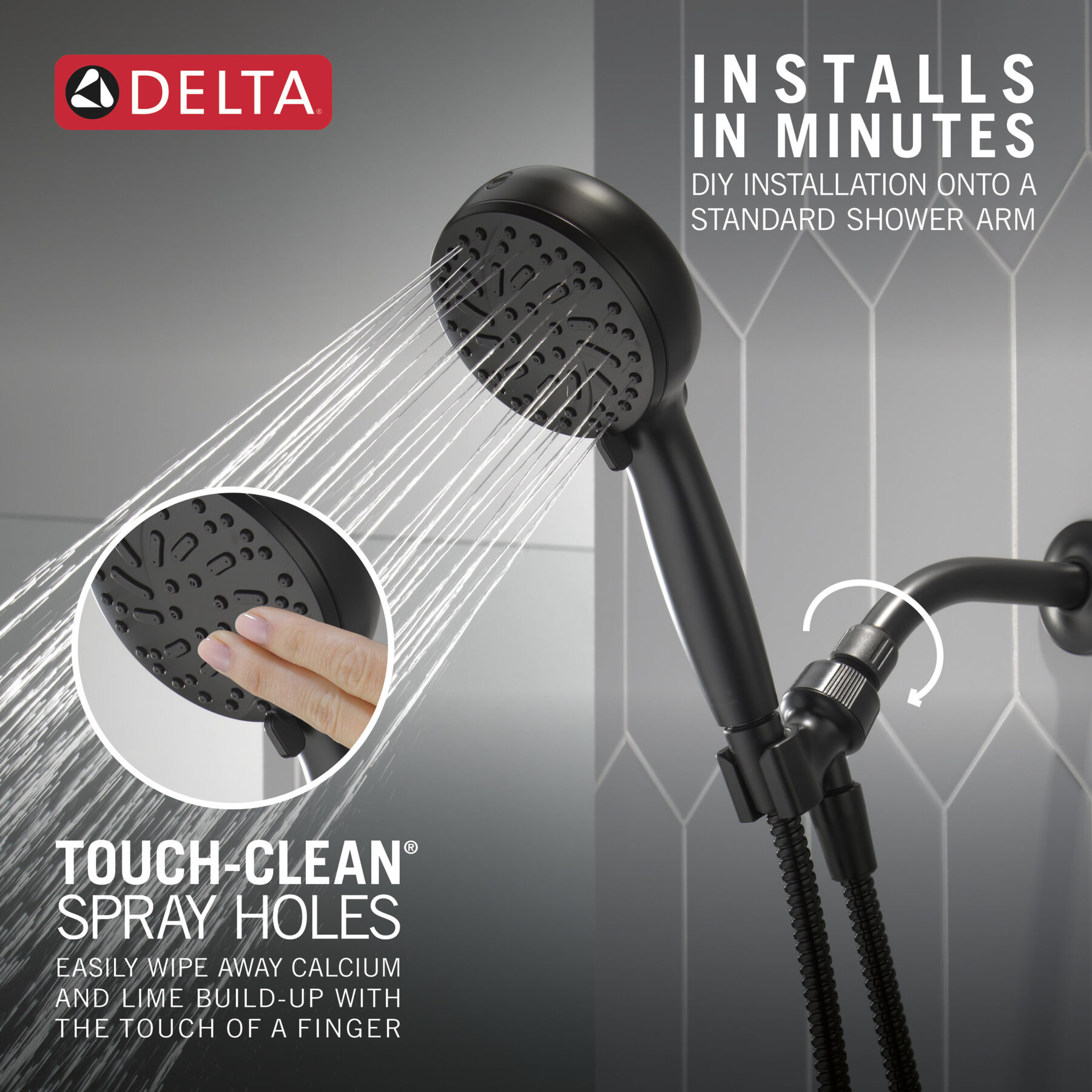 6-Setting Hand Shower with Cleaning Spray in Matte Black 75740BL ...
