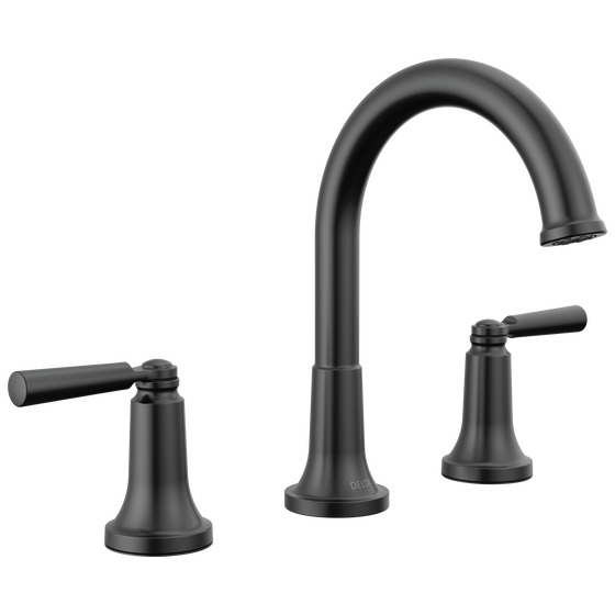 Two Handle Widespread Bathroom Faucet in Matte Black 3535-BLMPU-DST | Delta Faucet