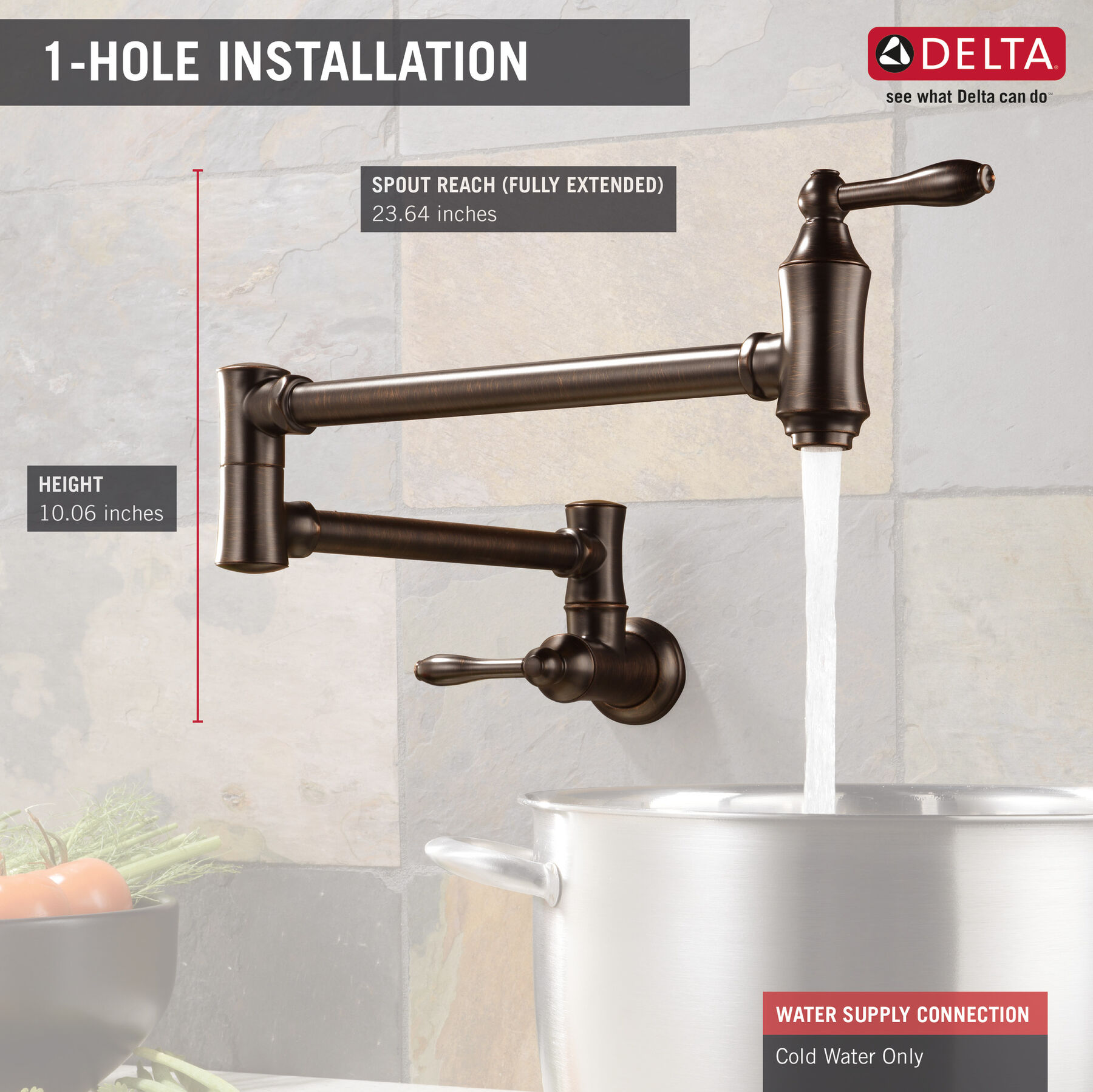 Traditional Wall Mount Pot Filler in Venetian Bronze 1177LF-RB | Delta ...