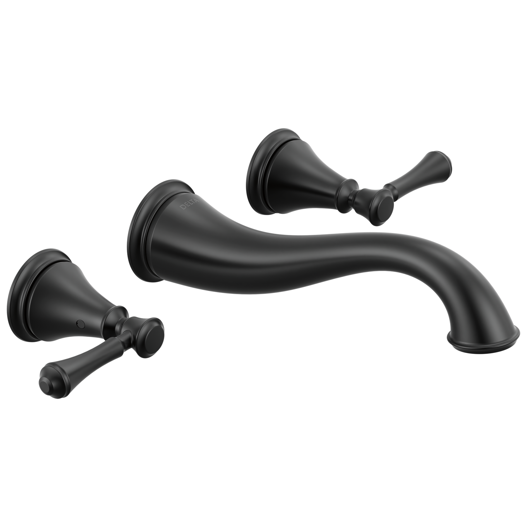 Two Handle Wall-Mount Bathroom Faucet Trim in Matte Black T3597LF-BLWL ...