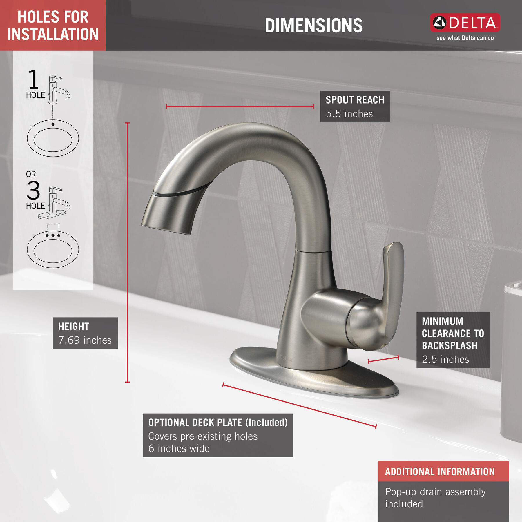 Single Handle Pull-Down Bathroom Faucet in Spotshield Brushed Nickel 15765LF-SPPD | Delta Faucet