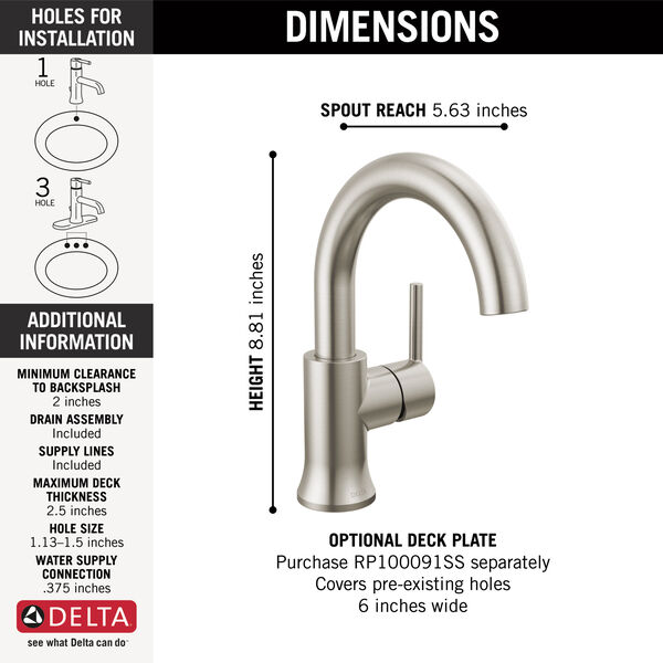 Single Handle Bathroom Faucet in Stainless 559HAR-SS-DST | Delta Faucet
