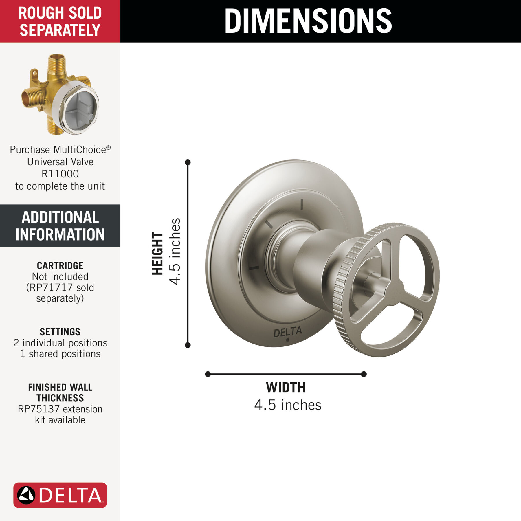 Diverter Trim 3-Setting in Stainless T11858-SS | Delta Faucet