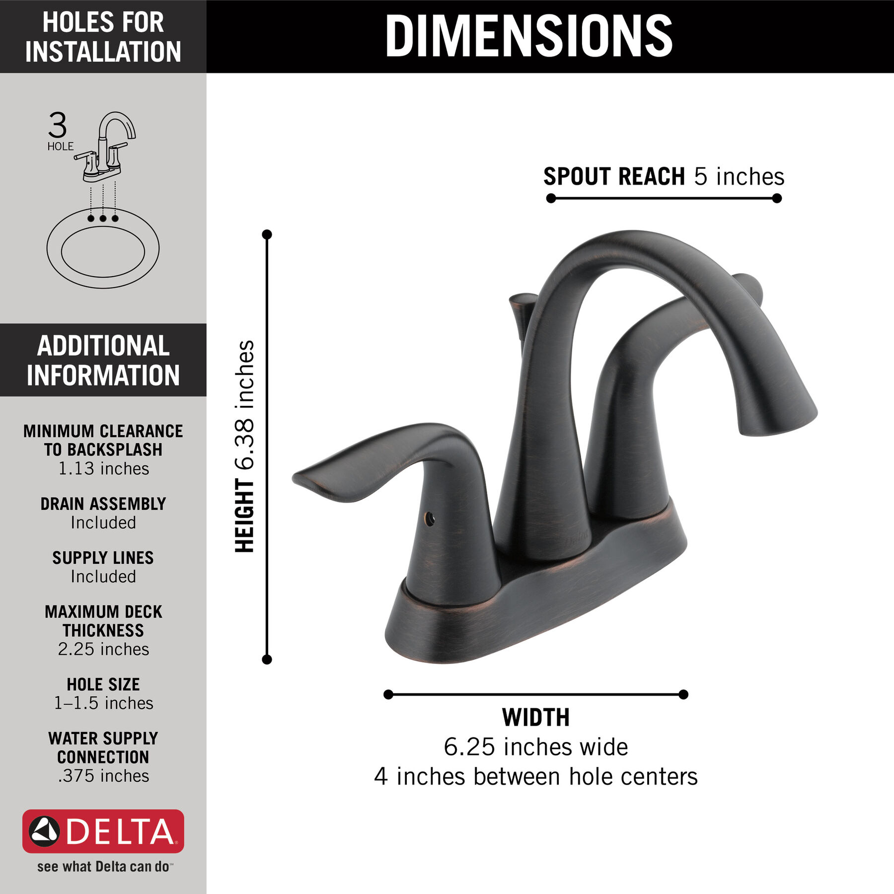 Two Handle Centerset Bathroom Faucet in Venetian Bronze 2538-RBMPU-DST ...