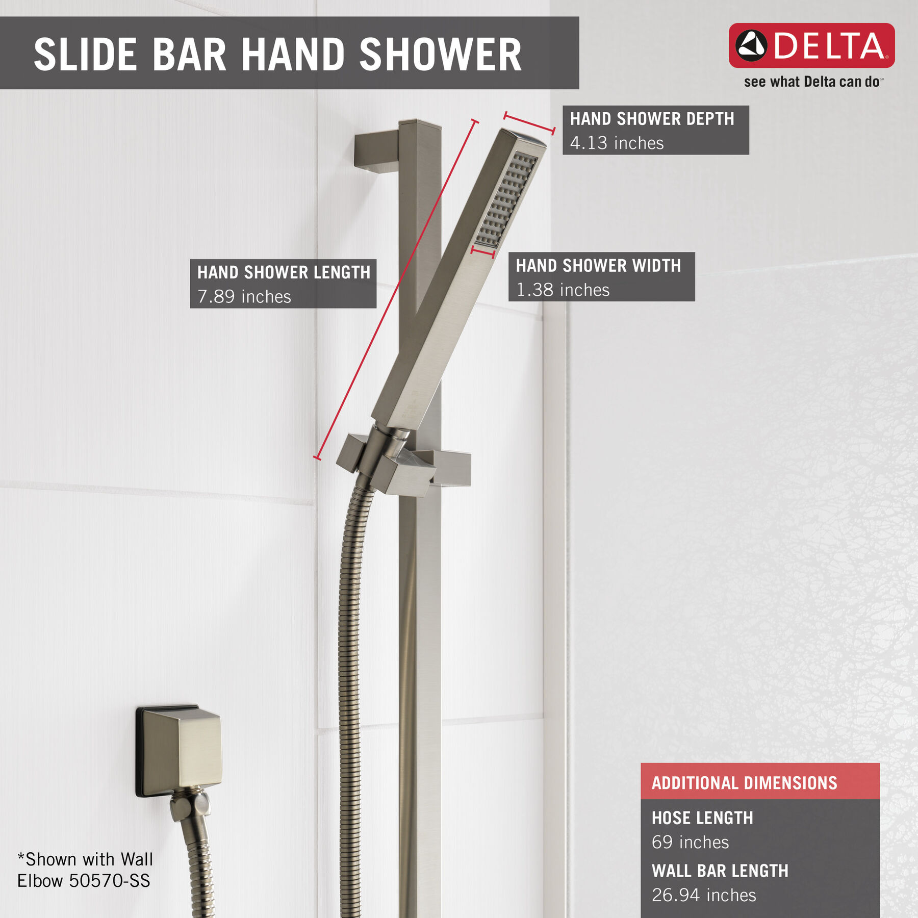 Premium Single-Setting Slide Bar Hand Shower in Stainless 57530-SS ...