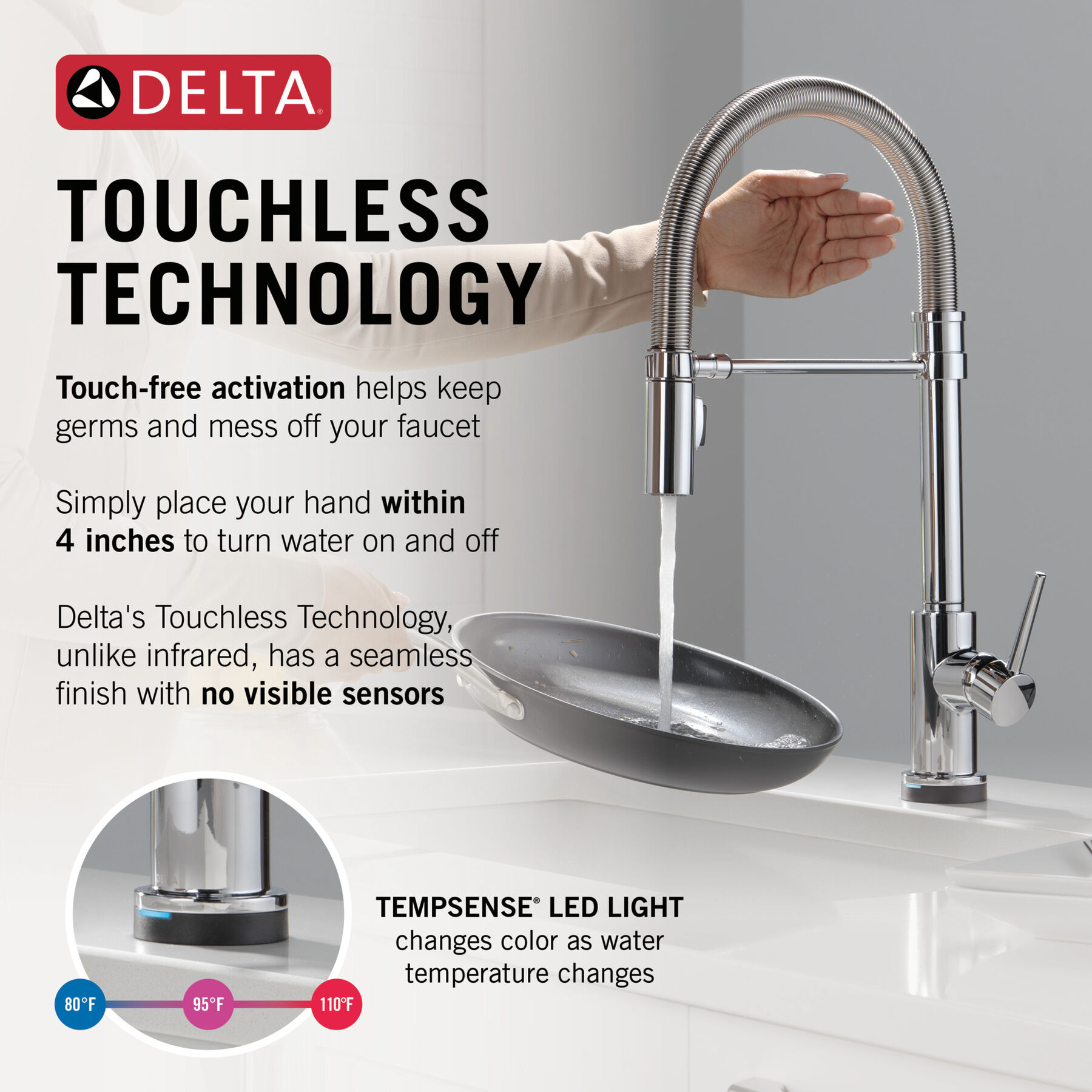 Touch2O® Kitchen Faucet with Touchless Technology in Chrome 9659TL-DST ...
