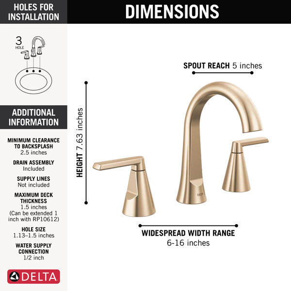 Two Handle Widespread Bathroom Faucet in Champagne Bronze 35832LF-CZ | Delta Faucet