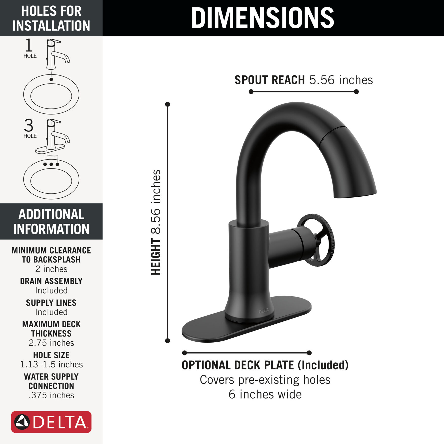Single Handle Pull-Down Bathroom Faucet in Matte Black 558HAR-BLPD-DST | Delta Faucet