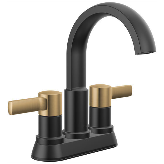 Two Handle Centerset Bathroom Faucet in Matte Black / Champagne Bronze 25855LF-GZ | Delta Faucet