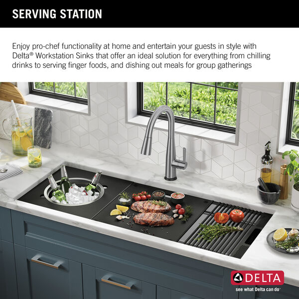 45” Workstation Undermount Single Bowl 16 Gauge Stainless Steel Kitchen ...