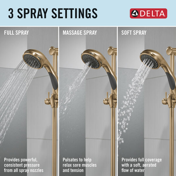 Premium 3-Setting Slide Bar Hand Shower in Champagne Bronze 57014-CZ ...