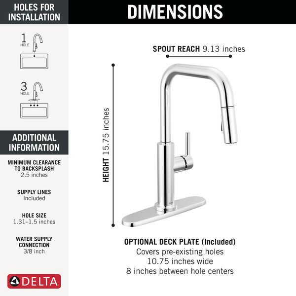 Single Handle Pull-Down Kitchen Faucet in Chrome 19868LF | Delta Faucet