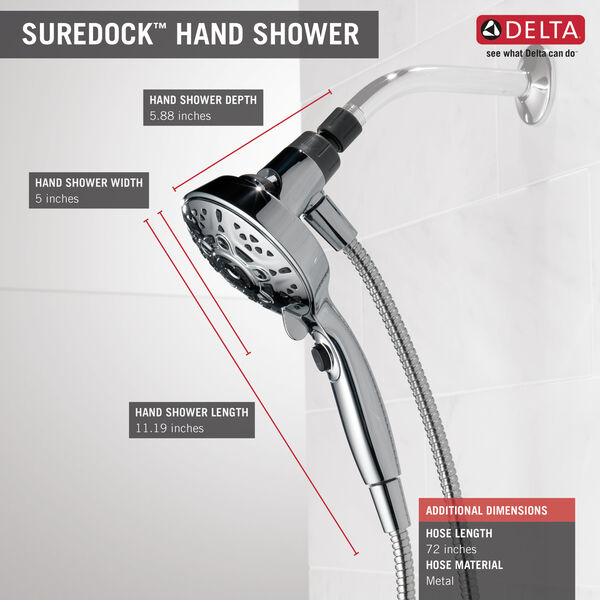 SureDock™ 7-Setting Hand Shower in Chrome 75707 | Delta Faucet