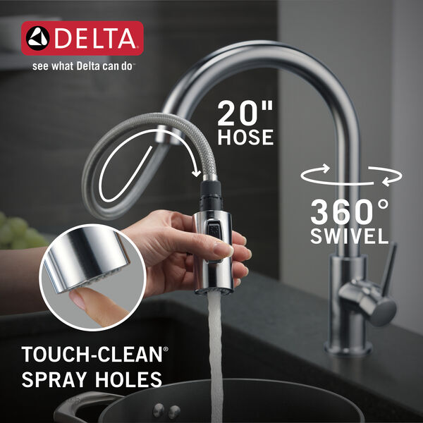 Single Handle Pull-Down Kitchen Faucet in Arctic Stainless 9159-AR-DST ...