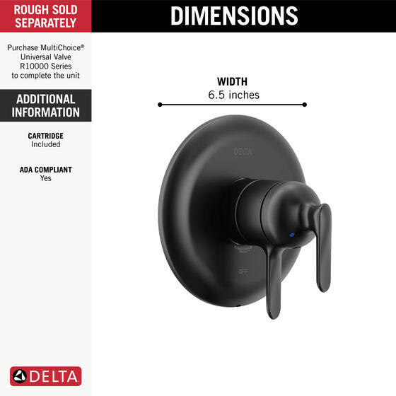 17 Series Valve Only Trim in Matte Black T17045-BL | Delta Faucet