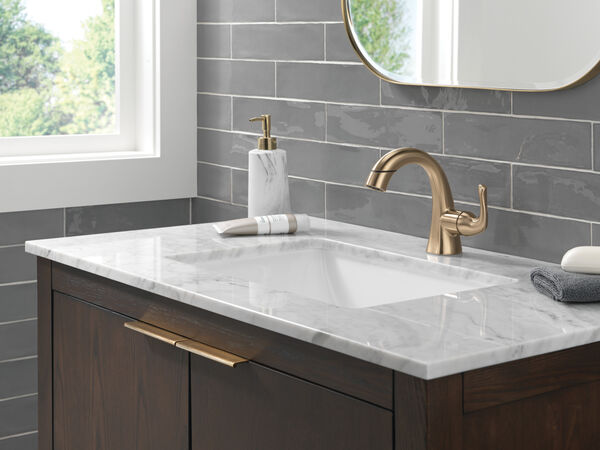 Single Handle Pull-Down Bathroom Faucet in Champagne Bronze 15840LF ...