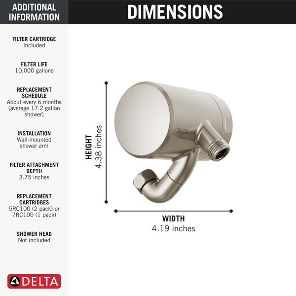 Premium Shower Filter Attachment in Stainless 5SF100-SS | Delta Faucet