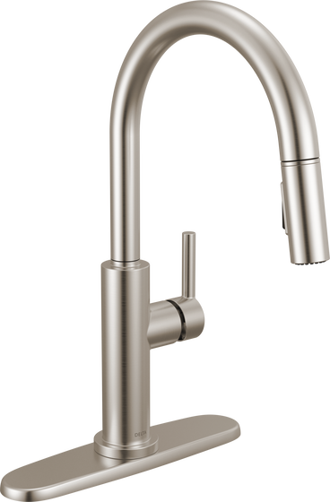 Single Handle Pull-Down Kitchen Faucet in Stainless 19867LF-SS | Delta ...