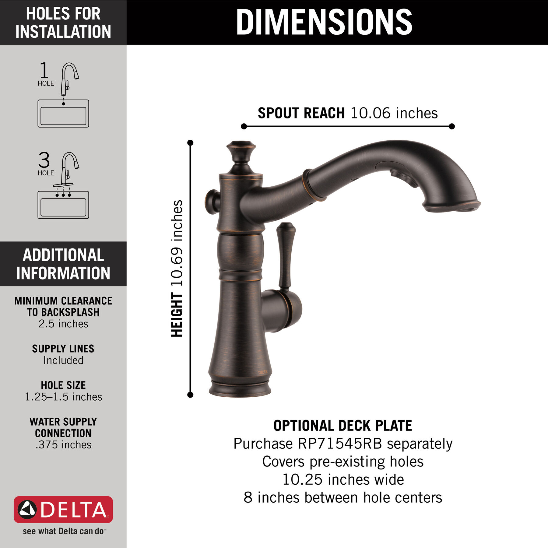 Single Handle Pull-Out Kitchen Faucet in Venetian Bronze 4197-RB-DST ...