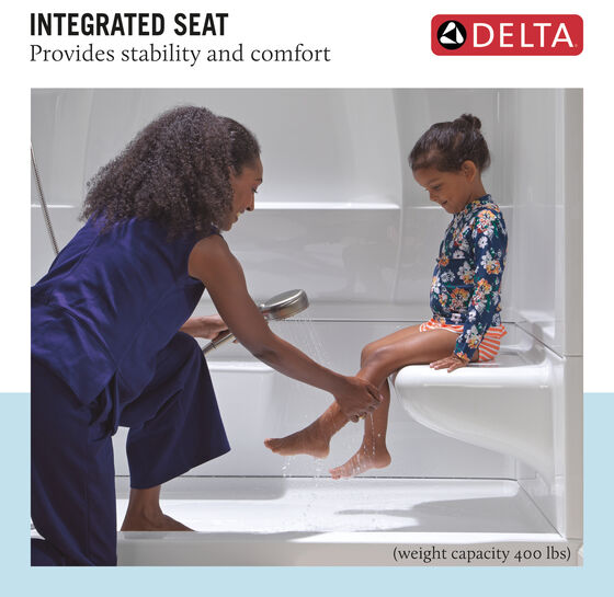 Procrylic Seated Shower Kit 60"x32" Right Drain in High Gloss White ...