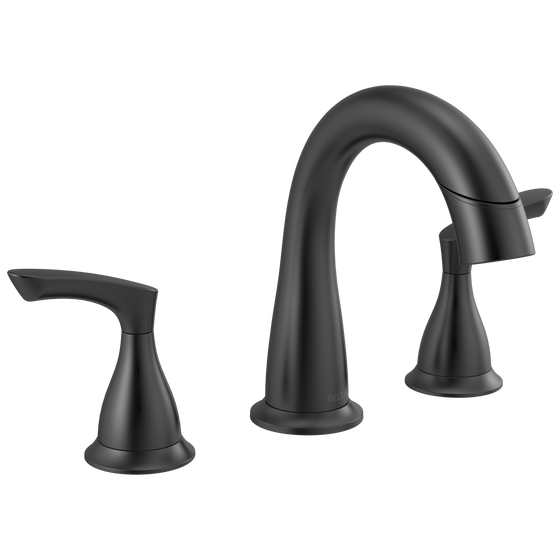 Two Handle Widespread Pulldown Bathroom Faucet in Matte Black 35765LF-BLPD | Delta Faucet