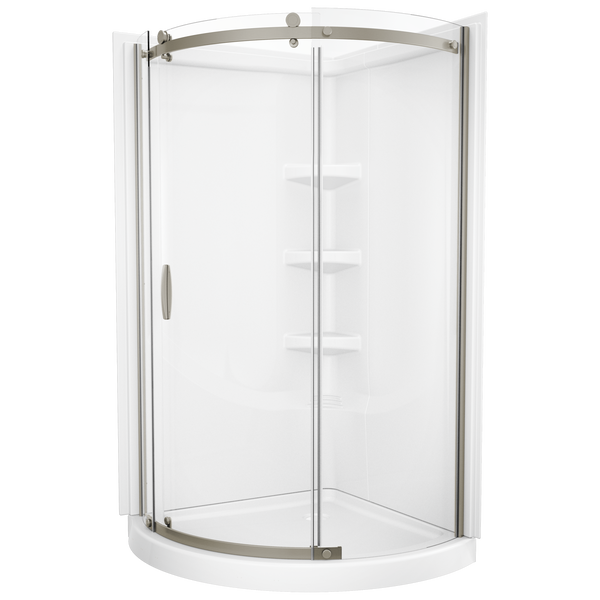 38'' Round Corner Shower Base in High Gloss White B711917-3838-WH ...