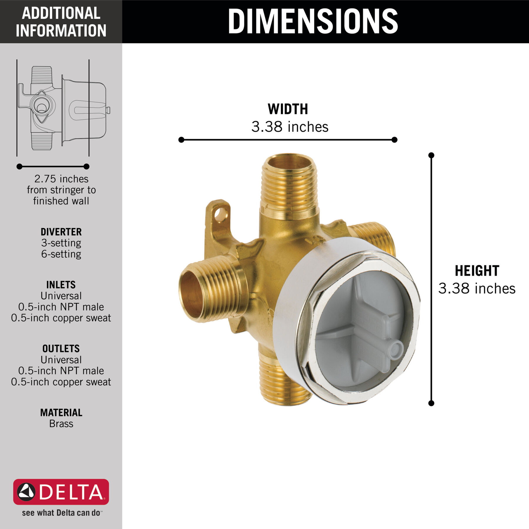 3 / 6-Setting Diverter Rough (Recertified) R11000-R | Delta Faucet