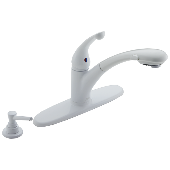 Single Handle Pull-Out Kitchen Faucet in White 470-WH-DST | Delta Faucet